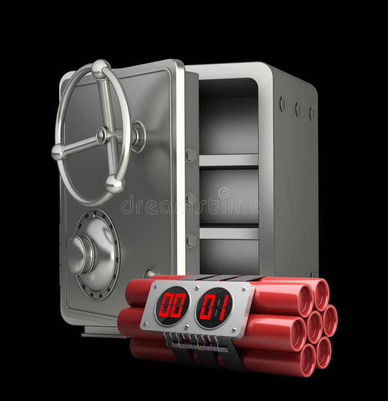Steel Bank Safe with Explosives Stock Illustration - Illustration of ...