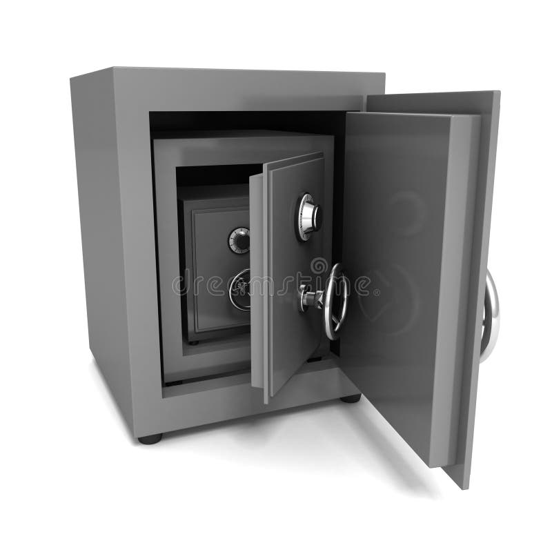 Steel Bank Safe on White Background Stock Illustration - Illustration ...