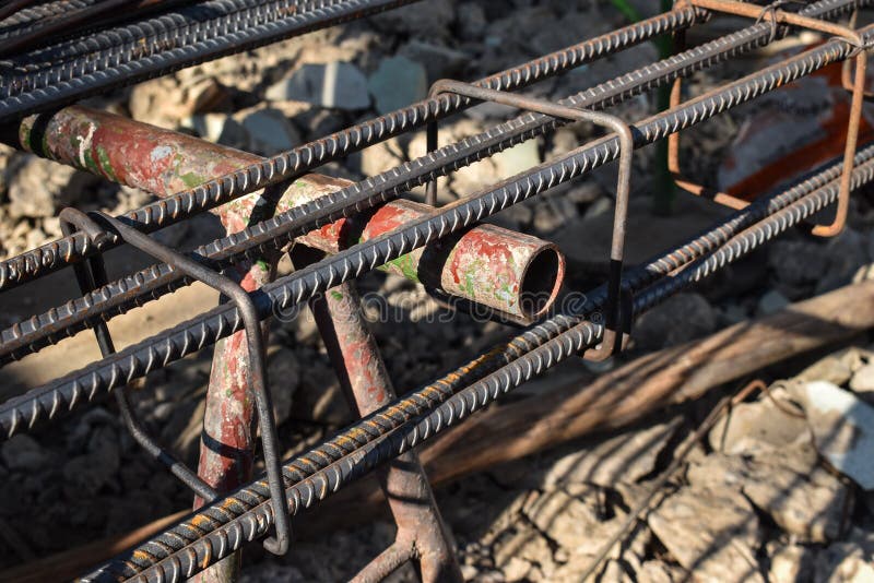 Steel Bars on Construction Site Stock Photo - Image of gear, iron ...