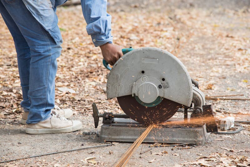 Steel bar cutter machine stock image. Image of working - 112134369