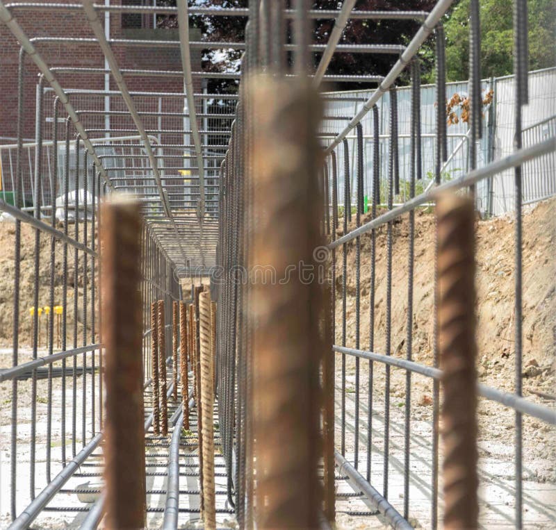 Steel Bar Framework in Construction Site Stock Photo - Image of mesh ...