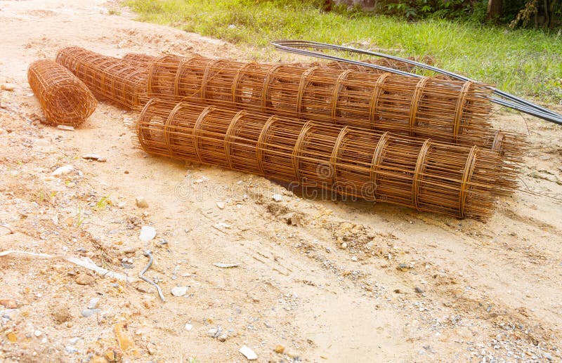 Steel Bar Roll on Floor in Construction Site Stock Photo - Image of ...