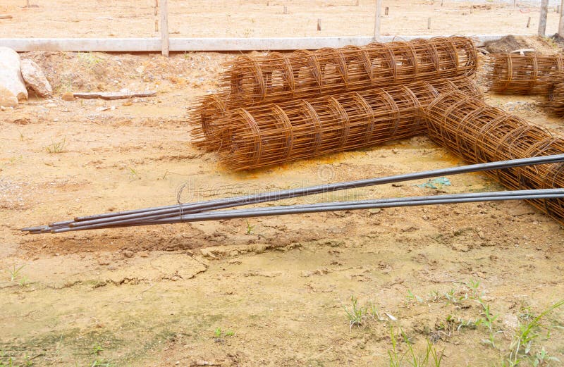 Steel Bar Roll on Floor in Construction Site Stock Photo - Image of ...