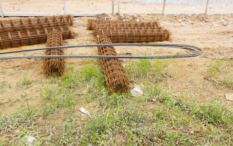 Steel Bar Roll on Floor in Construction Site Stock Photo - Image of ...