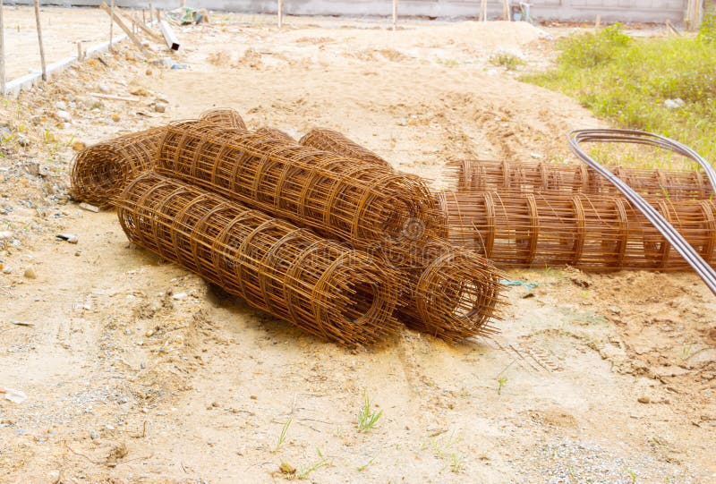 Steel Bar Roll on Floor in Construction Site Stock Photo - Image of ...