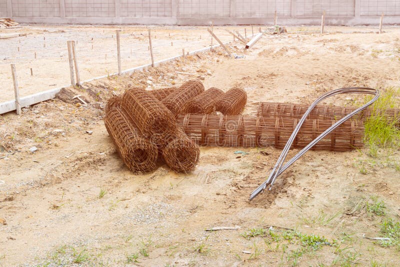 Steel Bar Roll on Floor in Construction Site Stock Photo - Image of ...