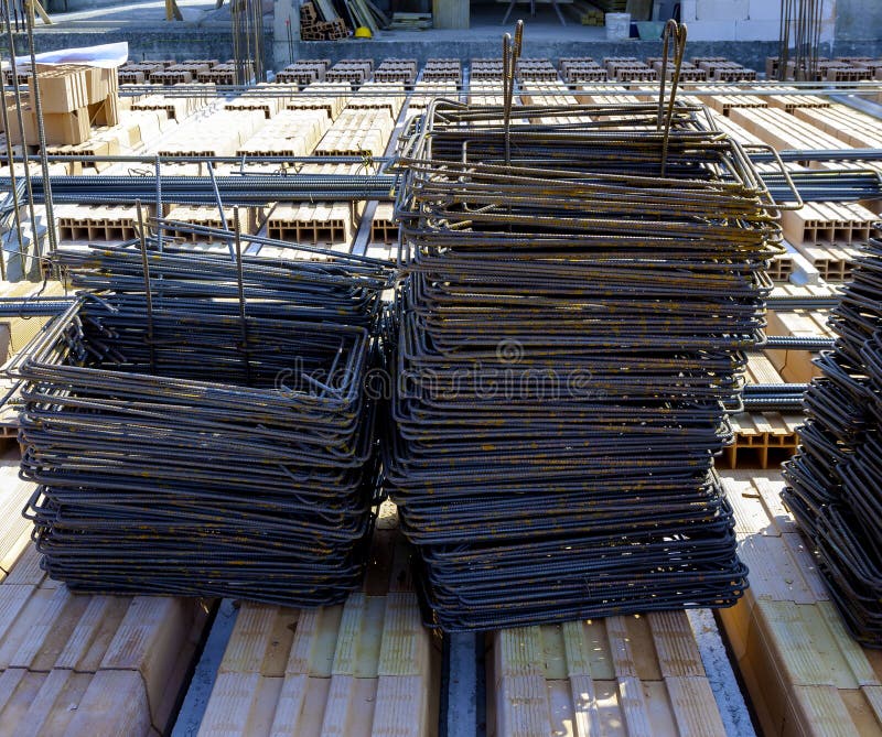 Steel Bars Construction Material Stock Image - Image of design, site ...
