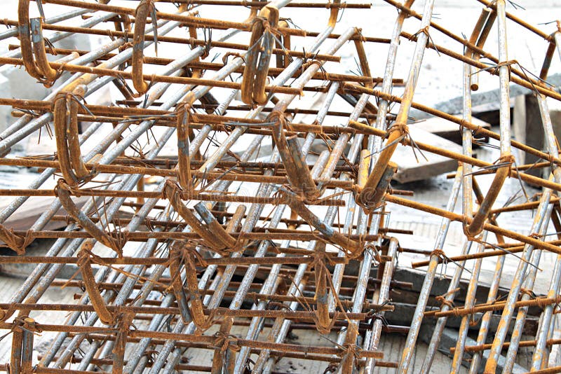 Steel Bars Construction Materials in Construction Site Stock Photo ...