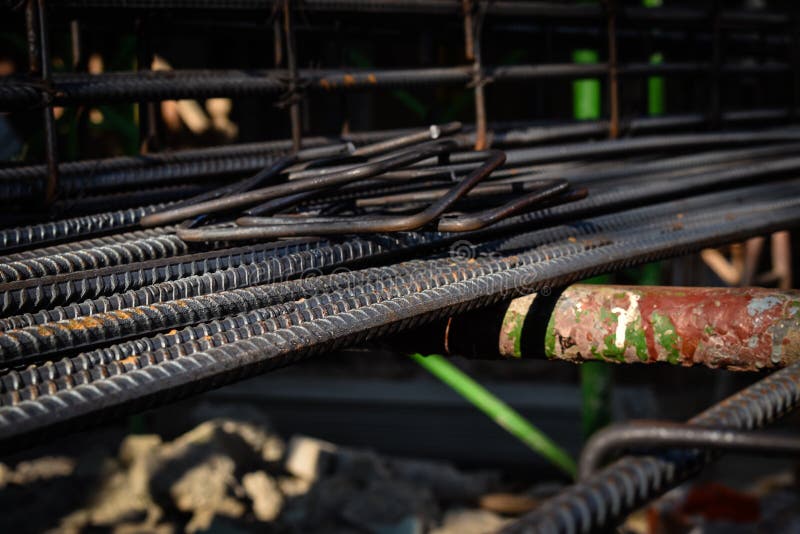 Steel Bars on Construction Site Stock Image - Image of engineer ...