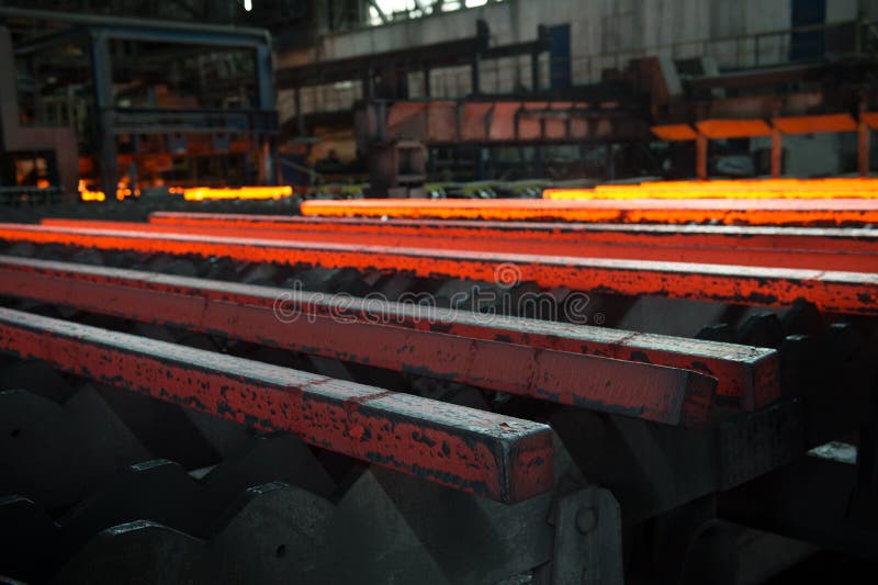 Steel Bars Just after Casting Stock Image - Image of heat, sparks: 35992733