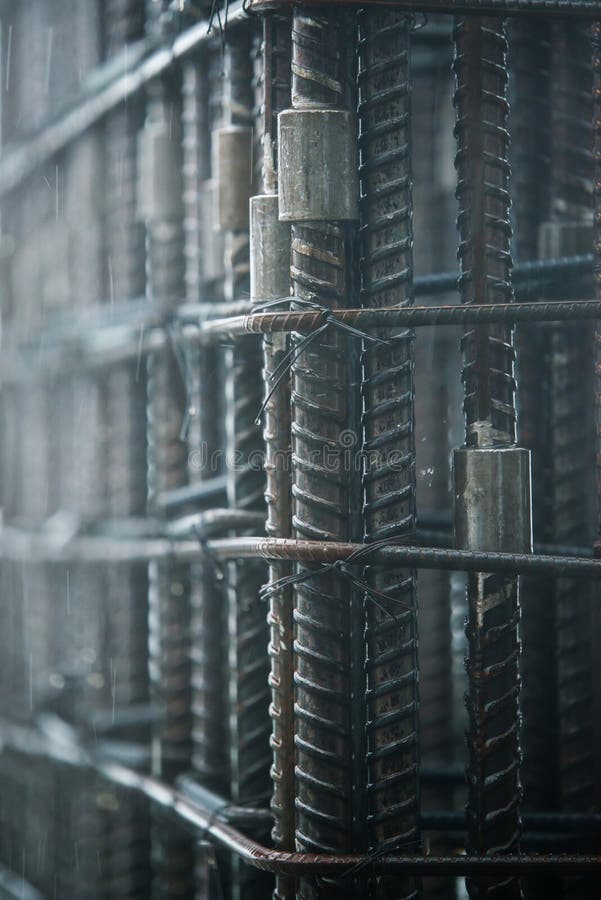 Tie Rebar Beam Cage on Construction Site. Steel Reinforcing Bar for ...