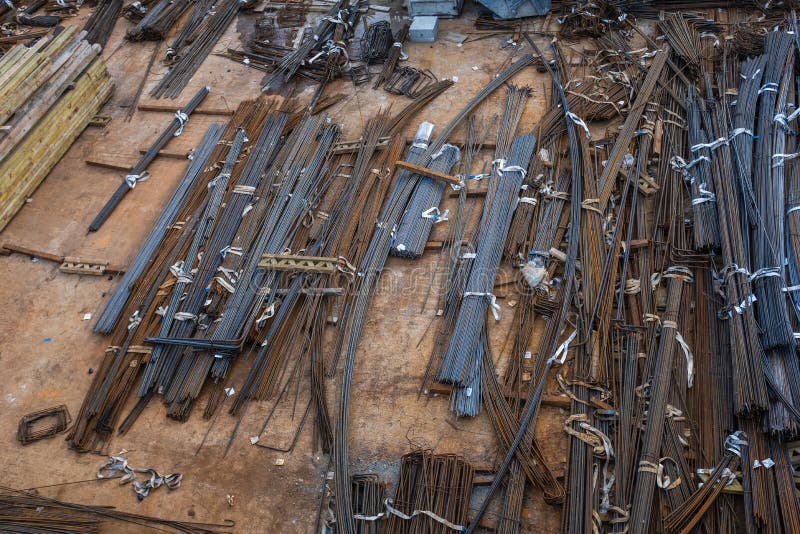 Steel Bars Stack on a Construction Site of a Skyscraper in Milan, Italy ...