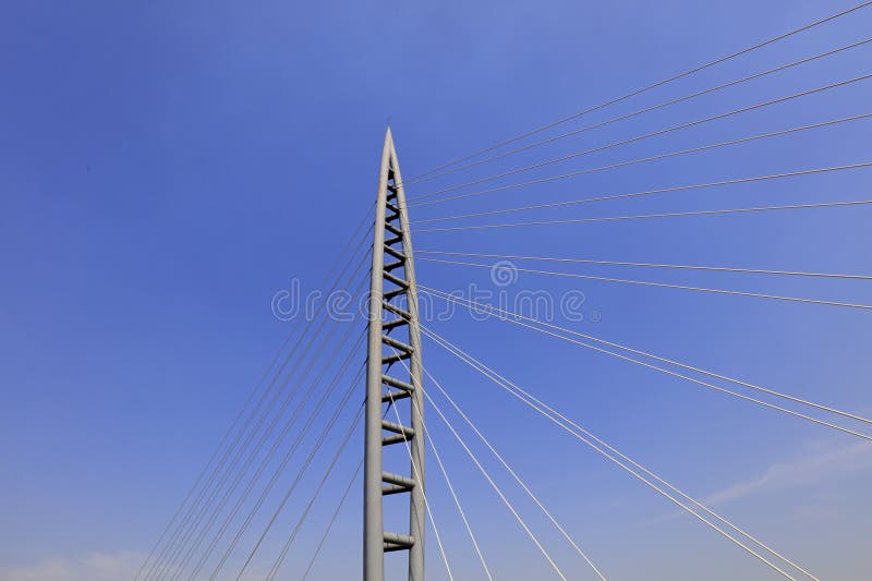 Steel Beam and Cable-stayed Cable Stock Photo - Image of skeleton ...