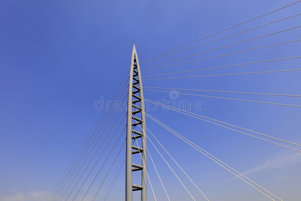 Steel Beam and Cable-stayed Cable Stock Photo - Image of skeleton ...