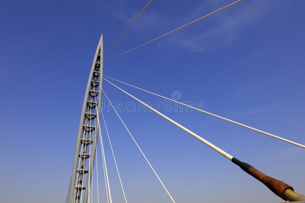 Steel Beam and Cable-stayed Cable Stock Photo - Image of closeup, blue ...