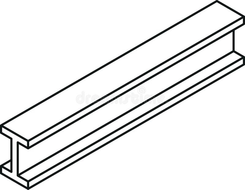 Steel Beam Icon with I Shape Cross-section Isometric View in Thin Line ...