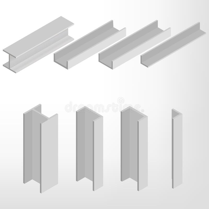 Steel Beam Isometric Vector Illustration. Stock Vector - Illustration ...