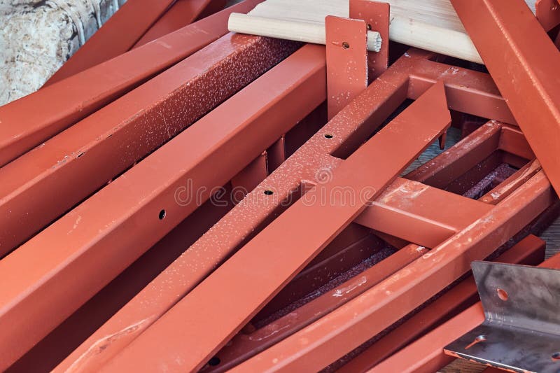 Steel Beam Sections and Brackets for Building Construction Stock Photo ...