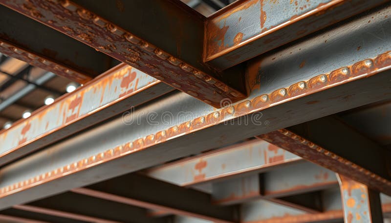 Steel Beam Structure with Rust Accents and Visible Welding Marks Stock ...