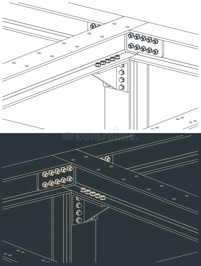 Steel Beam To Beam Connections Stock Vector - Illustration of ...
