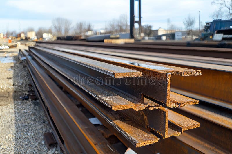 Steel Beams at a Construction Site, Essential for Structural Support ...