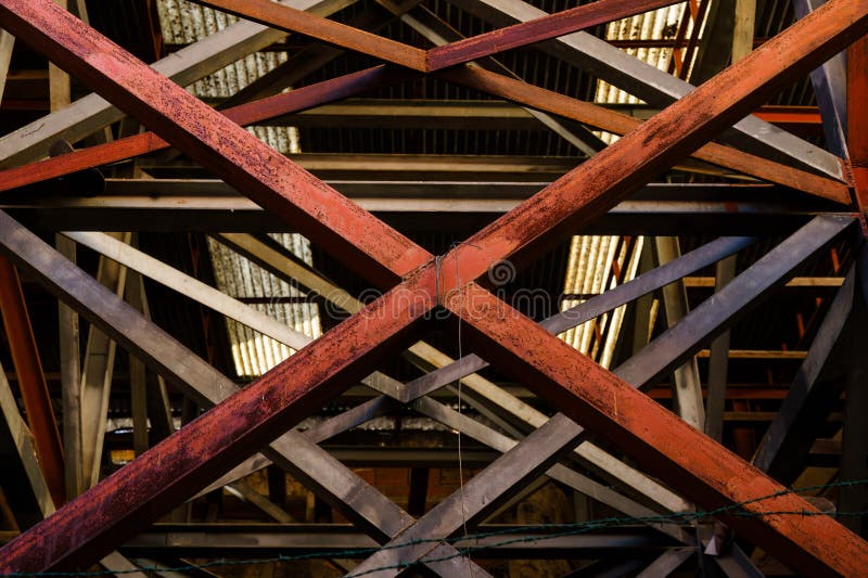 Steel Beams Forming X in Metal Structure Stock Photo - Image of ...