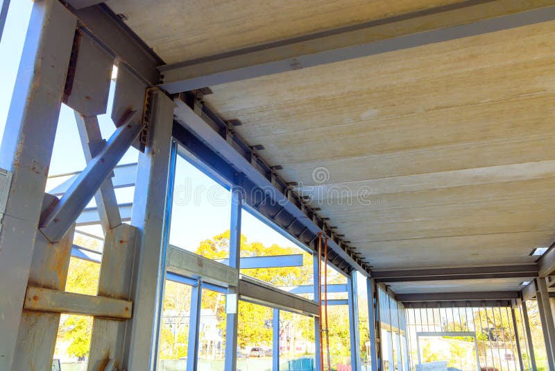 Steel Beams Frame a Building Office during Construction Stock Image ...