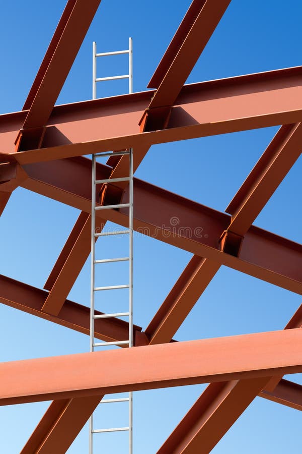 Steel Beams and Ladder Against the Blue Sky Stock Image - Image of ...
