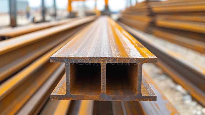 Steel Beams Lie in a Warehouse, Their Imposing Appearance Indicating ...