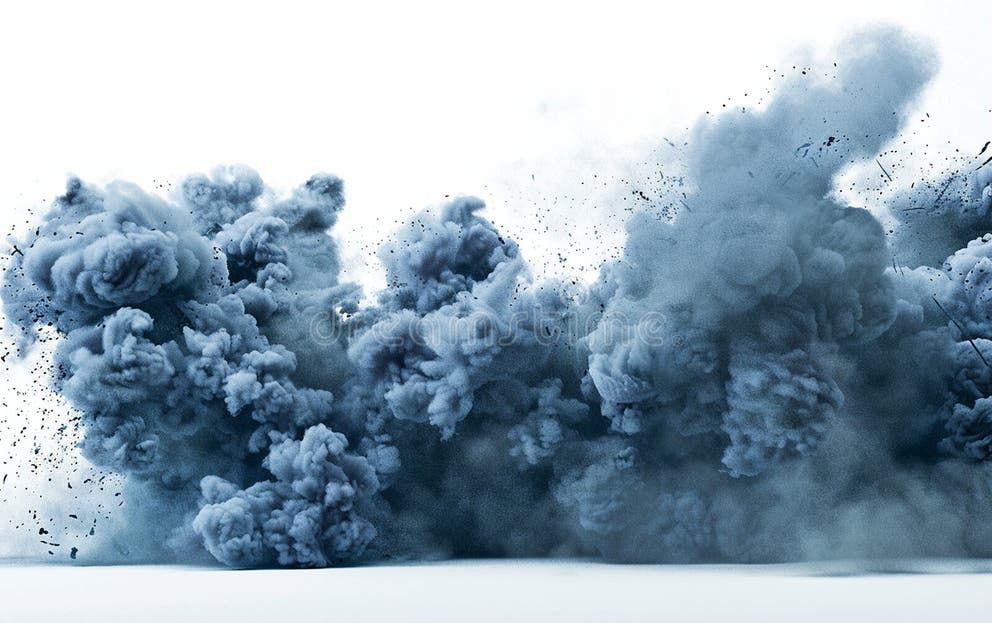 Steel Blue Explosive Impact on White -Generative Ai Stock Photo - Image ...