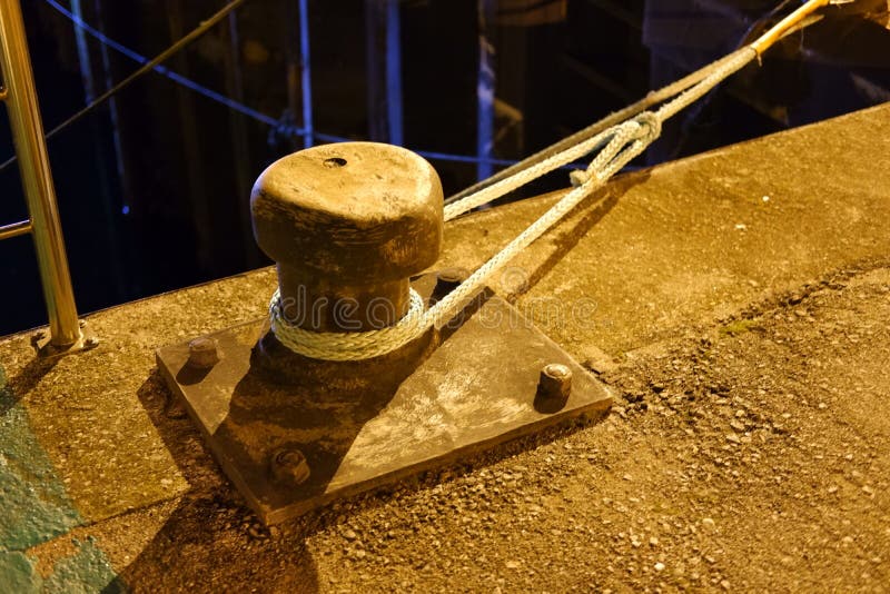 Steel bollard in a pier stock image. Image of pier, attaching - 233379949
