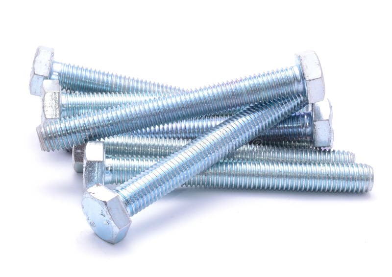 Steel Bolts and Double Nuts on a Grey Steel Plate. Double Nut Fastening ...