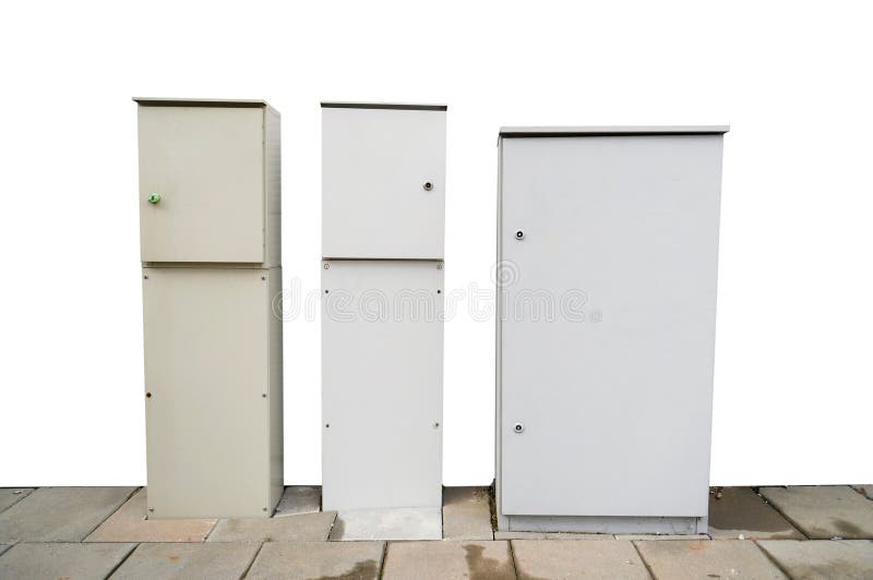 Steel Boxes with Electric Power Distributing Devices Isolated Stock ...