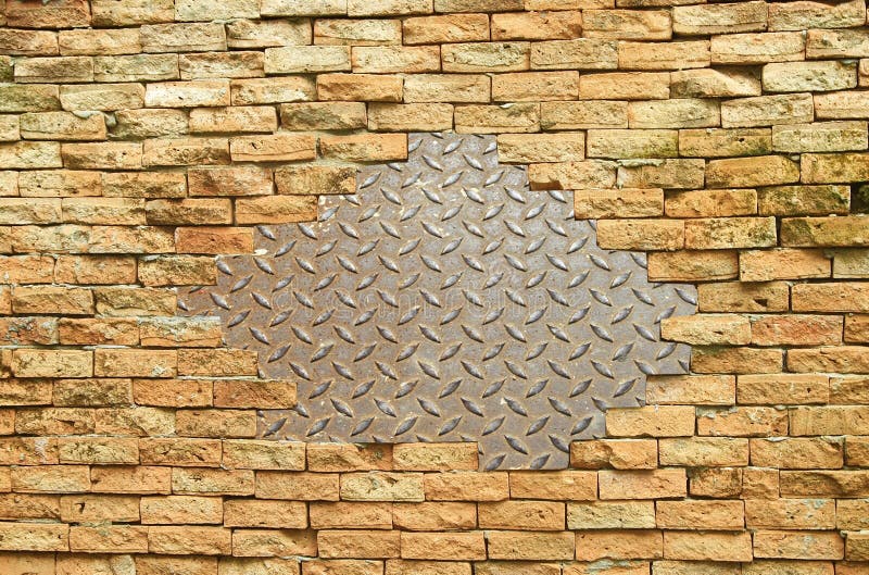 Steel and brick block wall stock image. Image of frame - 34523169