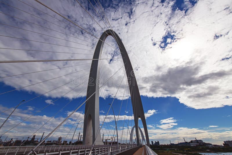 Steel Bridge with Cloudy Blue Sky Stock Photo - Image of blue, building ...