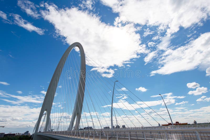Steel Bridge with Cloudy Blue Sky Stock Photo - Image of bridge ...