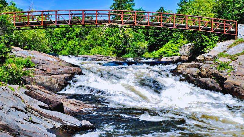 Steel Bridge Over a Cascade Stock Photo - Image of park, small: 377530650