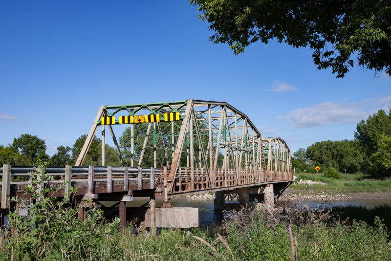 Steel Bridge Over River in Rural Setting Stock Image - Image of ...