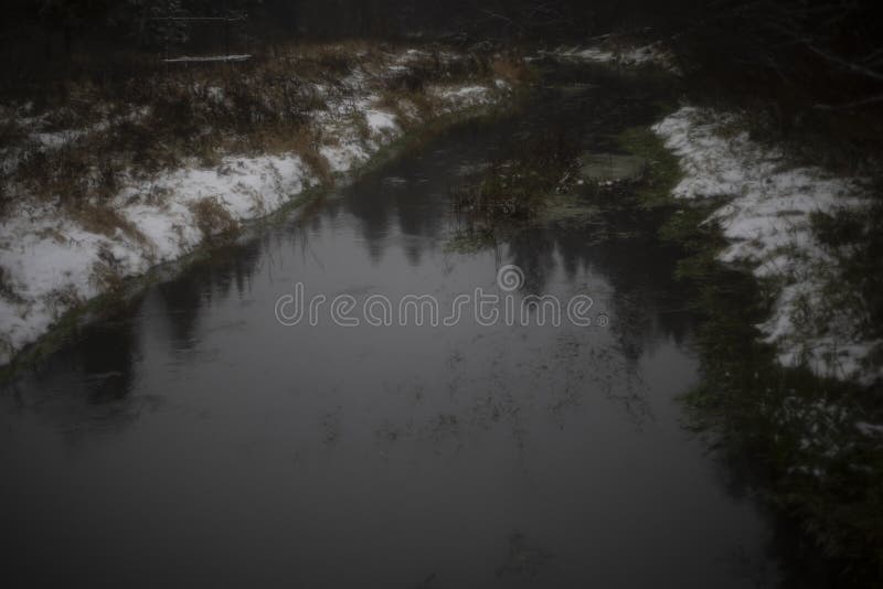 Steel Bridge Over a Small River. Small Bridge in the Snow Stock Photo ...