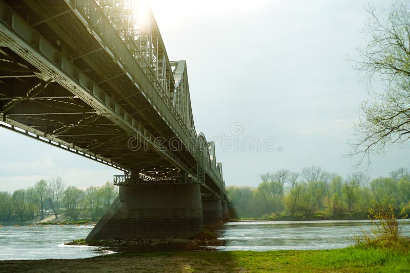 Steel Bridge in Spring Light Stock Image - Image of river, vehicle ...