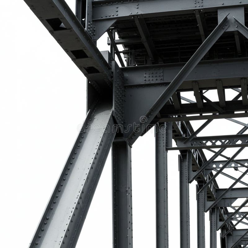 Steel Bridge Structure Showcasing Riveted Beams and Girders. the ...