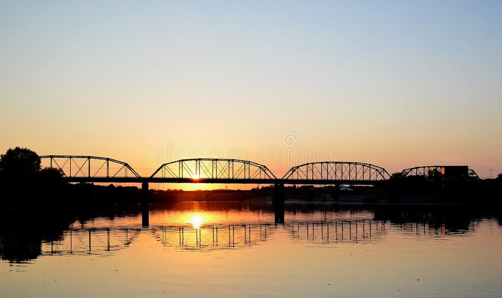 Steel bridge at sunset stock photo. Image of bridge, steelbridge - 26850496