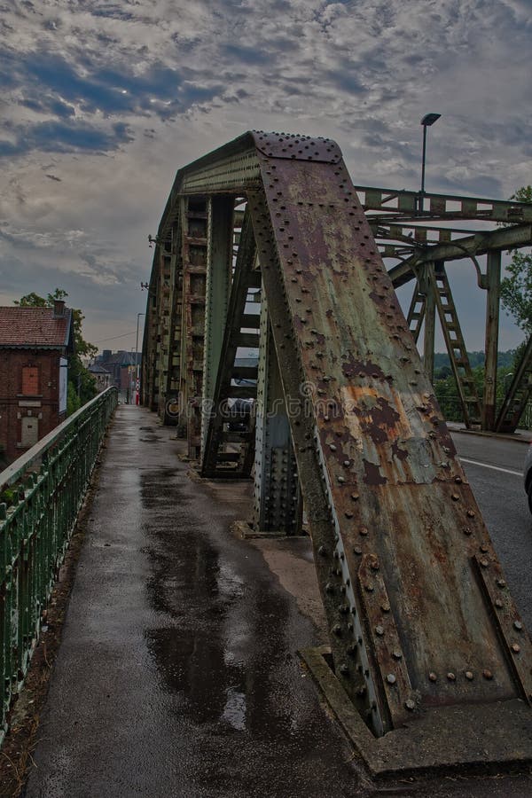 Steel Bridge Wit Foothpath To the Side in Manage Belgum Stock Image ...