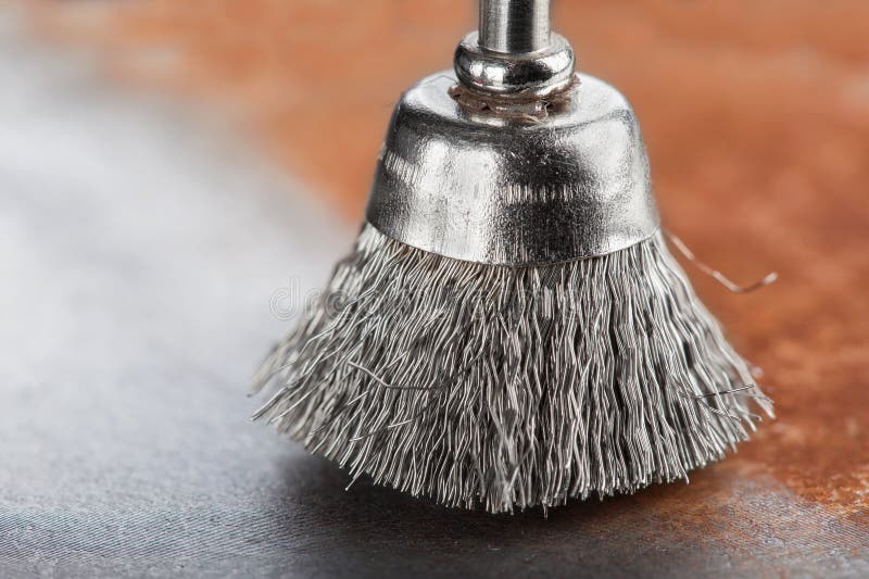 Steel Brush for Drill Clean Off Old Metal Sheet with Rust Stock Photo ...