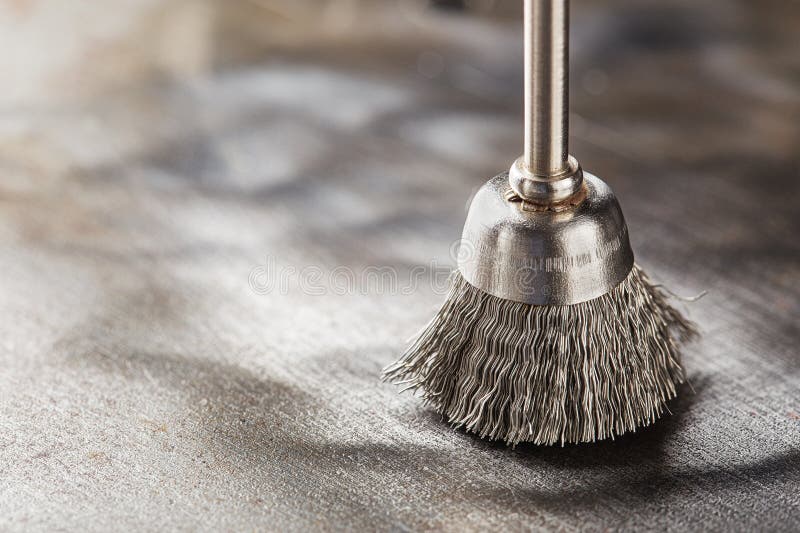 Steel Brush for Drill Clean Off Old Metal Sheet with Rust Stock Photo ...