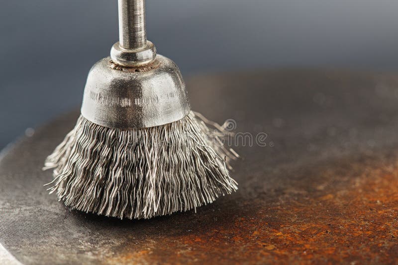 Steel Brush for Drill Clean Off Old Metal Sheet with Rust Stock Photo ...
