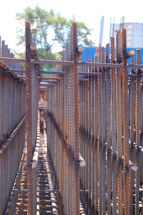 Steel building foundation stock image. Image of rods - 52619889