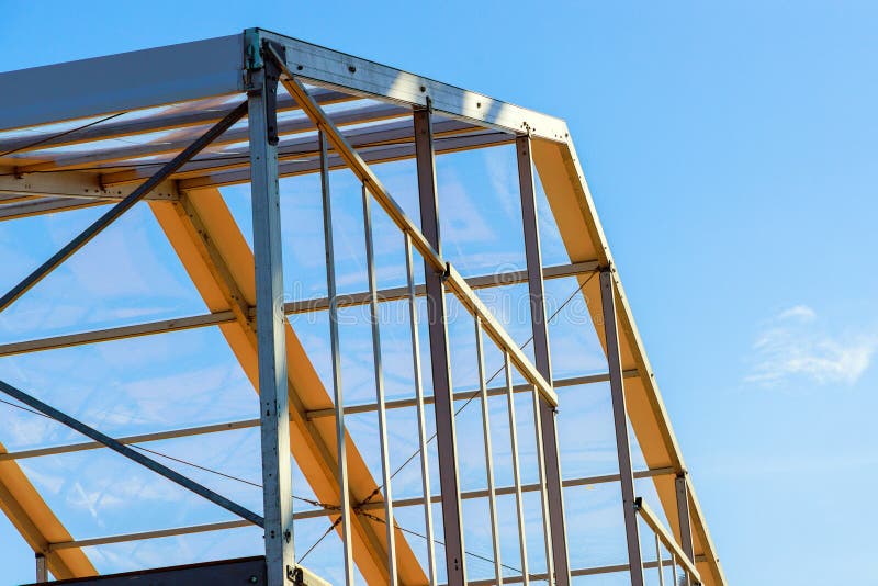 Industrial Commercial Building Under Construction with Steel Framework ...