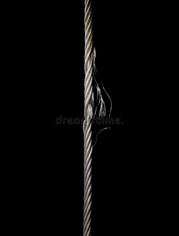 Steel Cable Breaking Isolated on Black Stock Image - Image of suspend ...