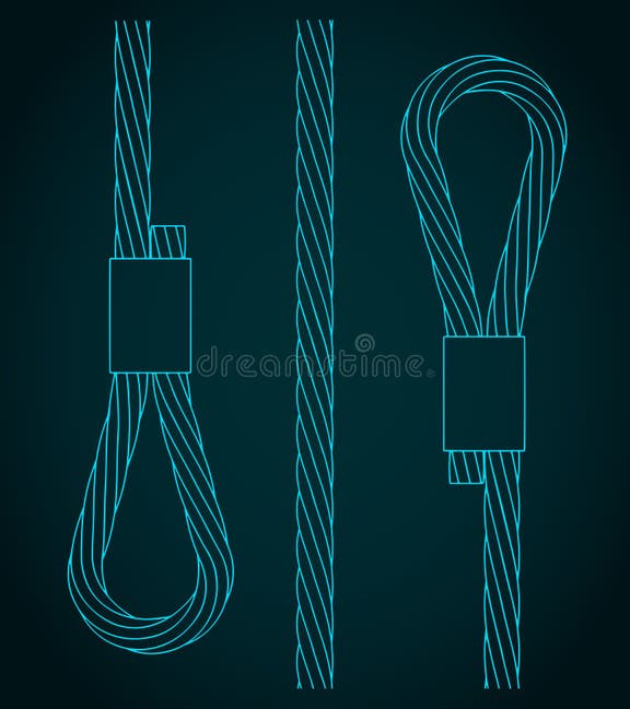 Steel Cable with Loop Blueprint Stock Vector - Illustration of ...